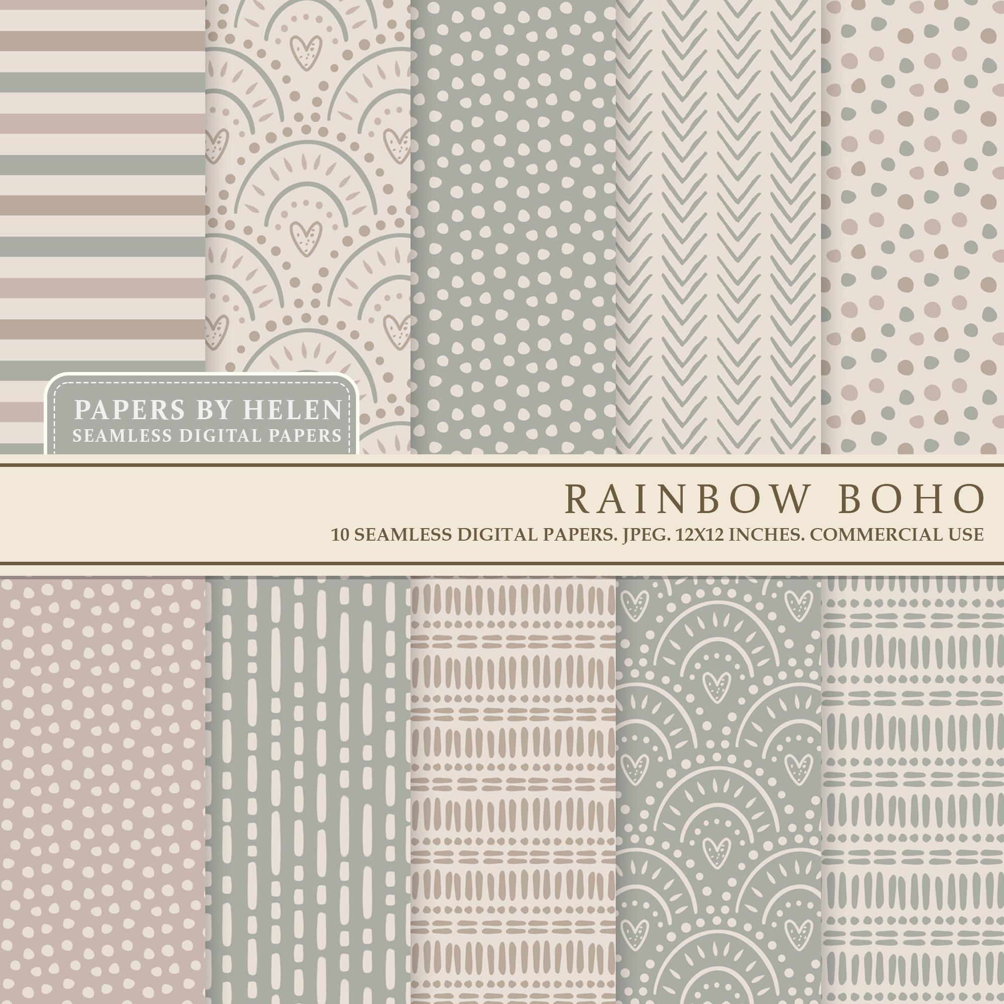 10 Boho Seamless Digital Papers, Boho Scrapbook Paper, Printable ...