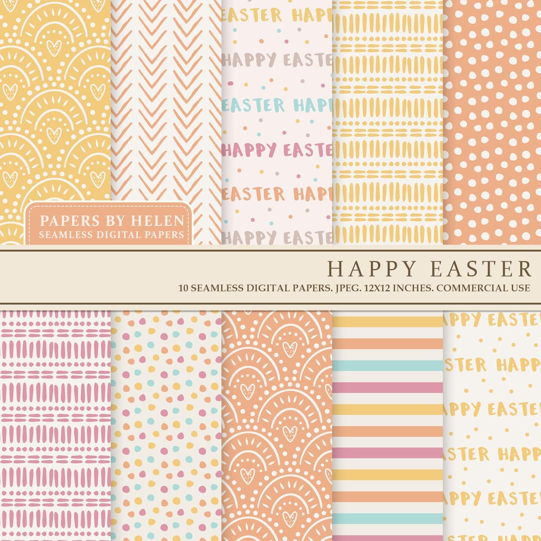 10 Rainbow Easter Seamless Digital Papers, Easter Backgrounds ...