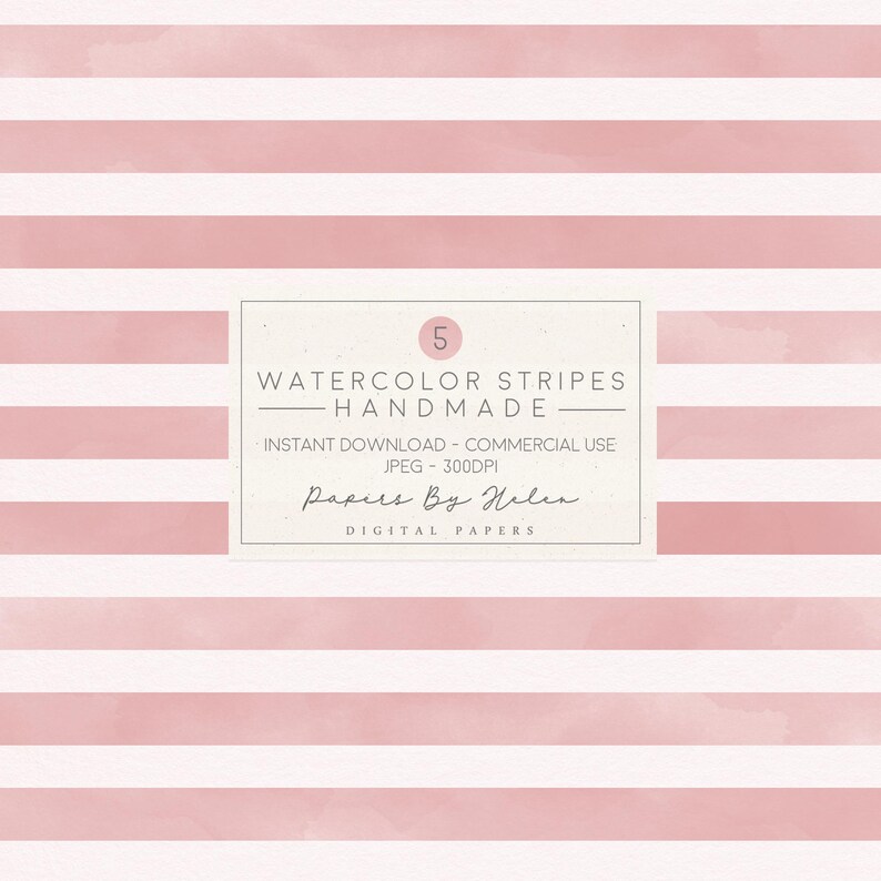Watercolor Stripes, Digital Paper, Soft Watercolor Textured Backgrounds ...