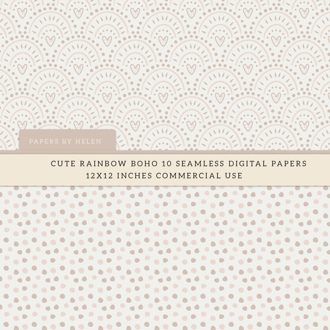 10 Rainbow Boho Seamless Digital Papers Beige Neutral Boho - Etsy