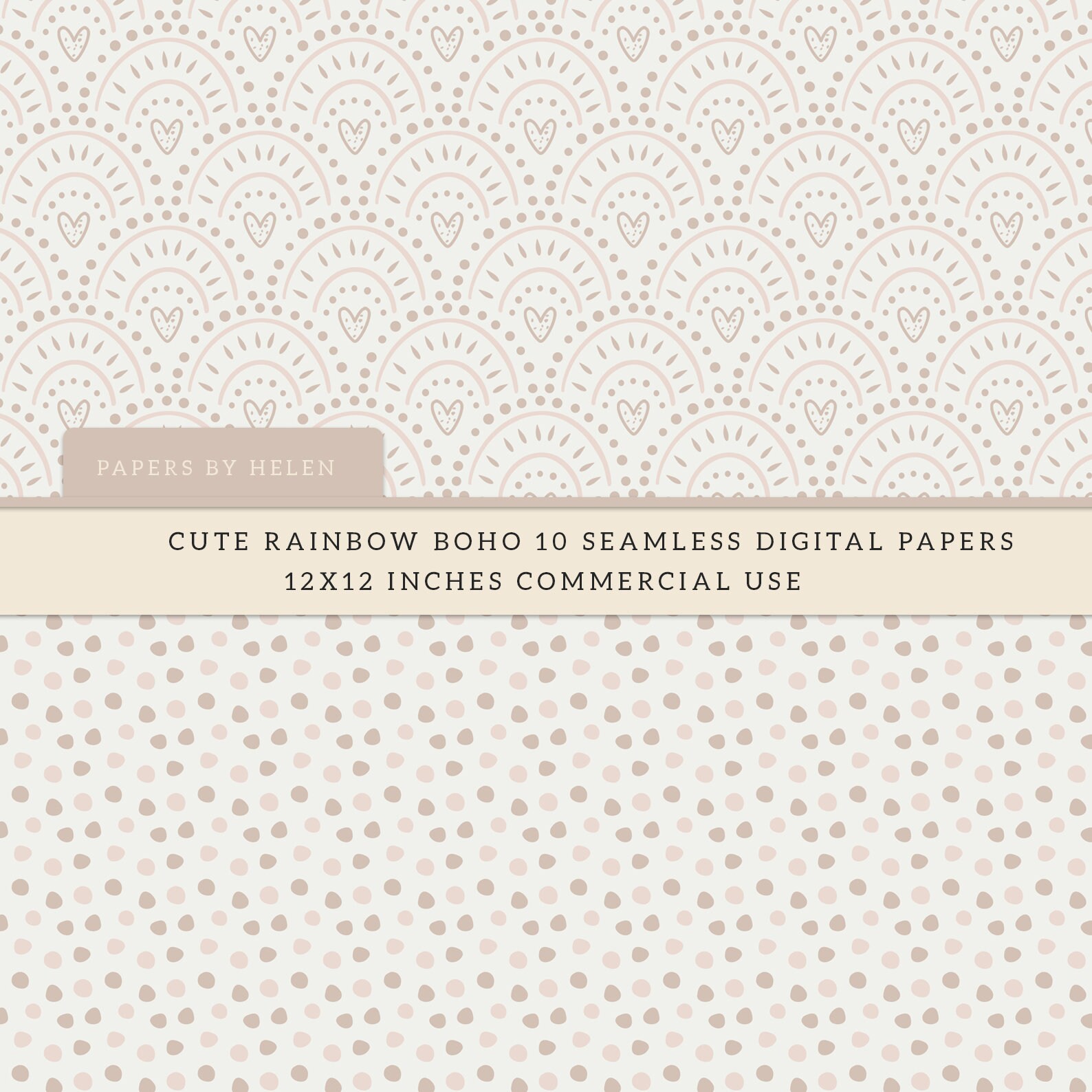 10 Rainbow Boho Seamless Digital Papers Beige Neutral Boho - Etsy