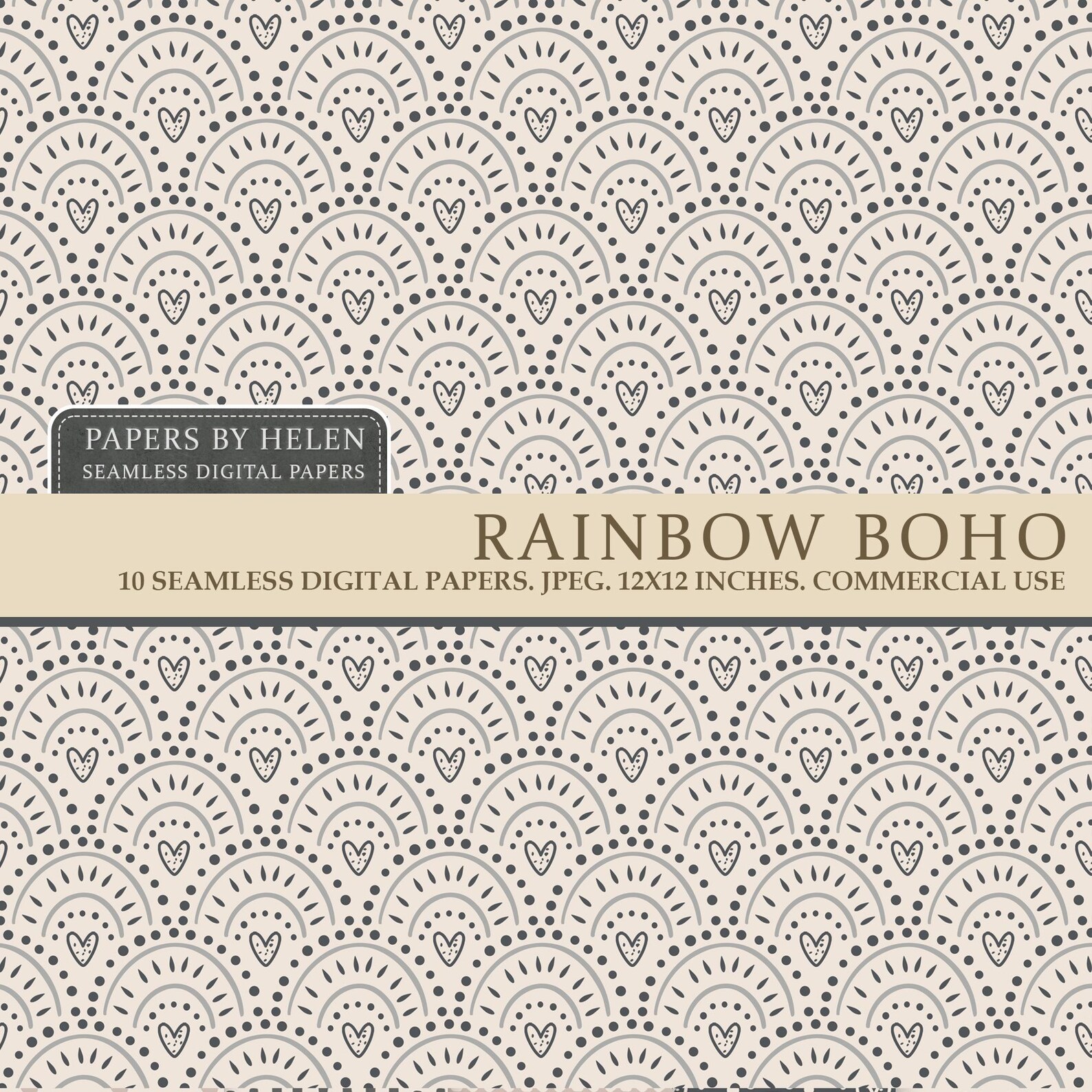 10 Boho Seamless Digital Papers, Boho Scrapbook Paper, Boho Backgrounds ...