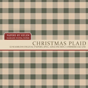 12 Christmas Plaid, Seamless Christmas Digital Papers, Christmas ...