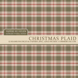 Christmas Digital Paper, Plaid, Seamless Christmas Digital Patterns ...