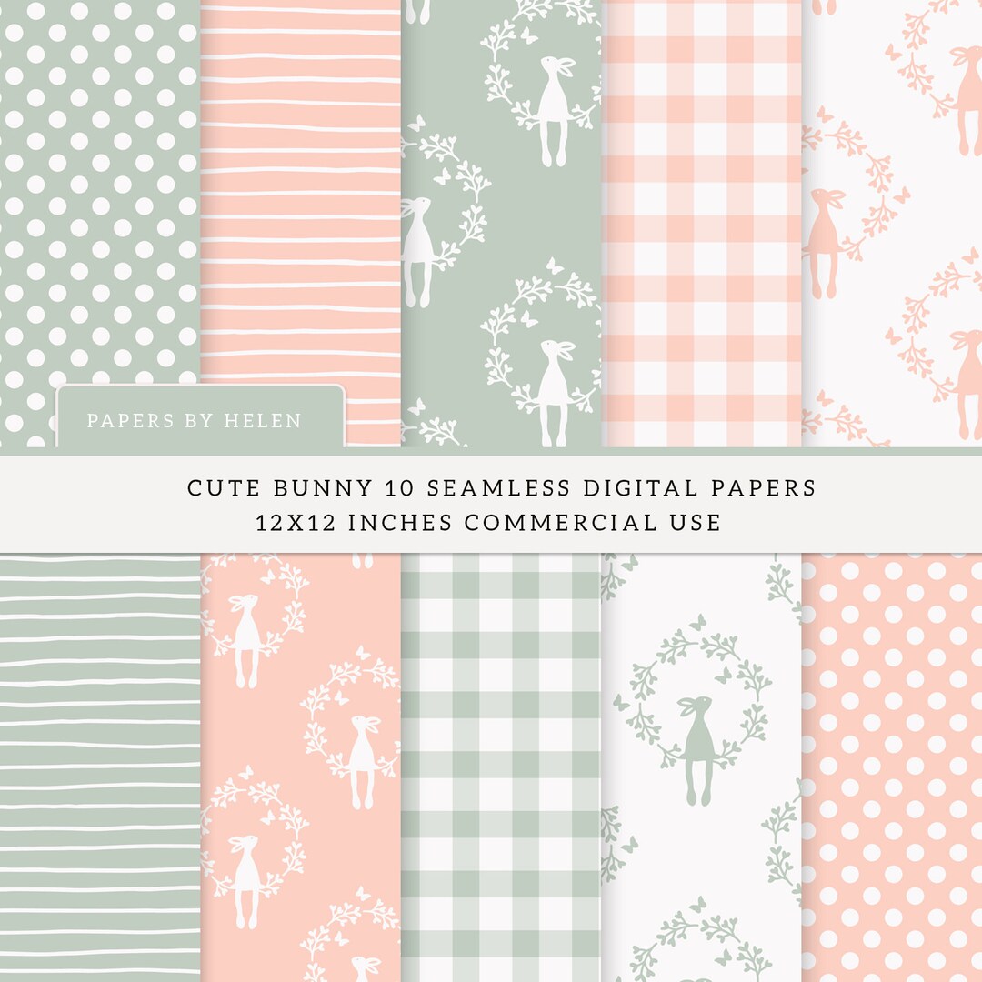 10 Easter Seamless Digital Papers, Bunny Digital Papers, Backgrounds ...