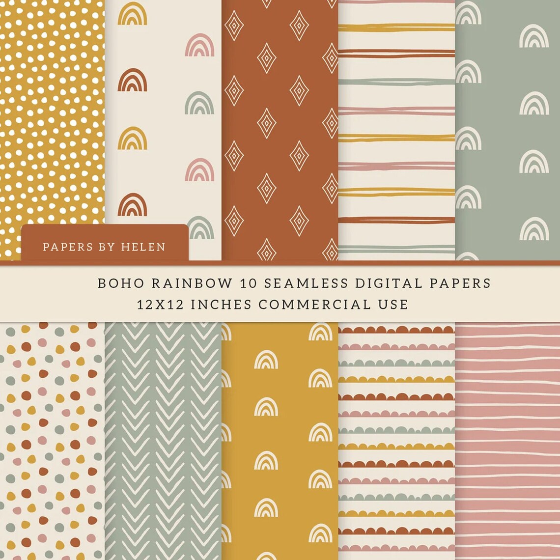 10 Boho Seamless Digital Papers Boho Scrapbook Paper Boho - Etsy