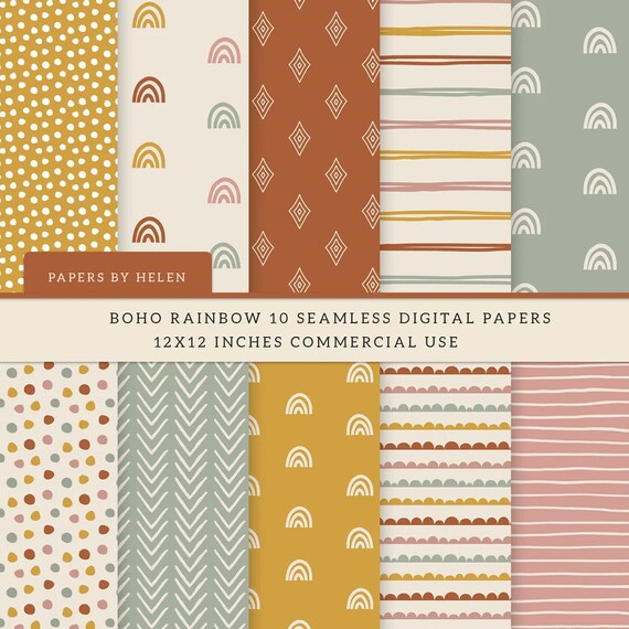 10 Boho Seamless Digital Papers Boho Scrapbook Paper Boho - Etsy