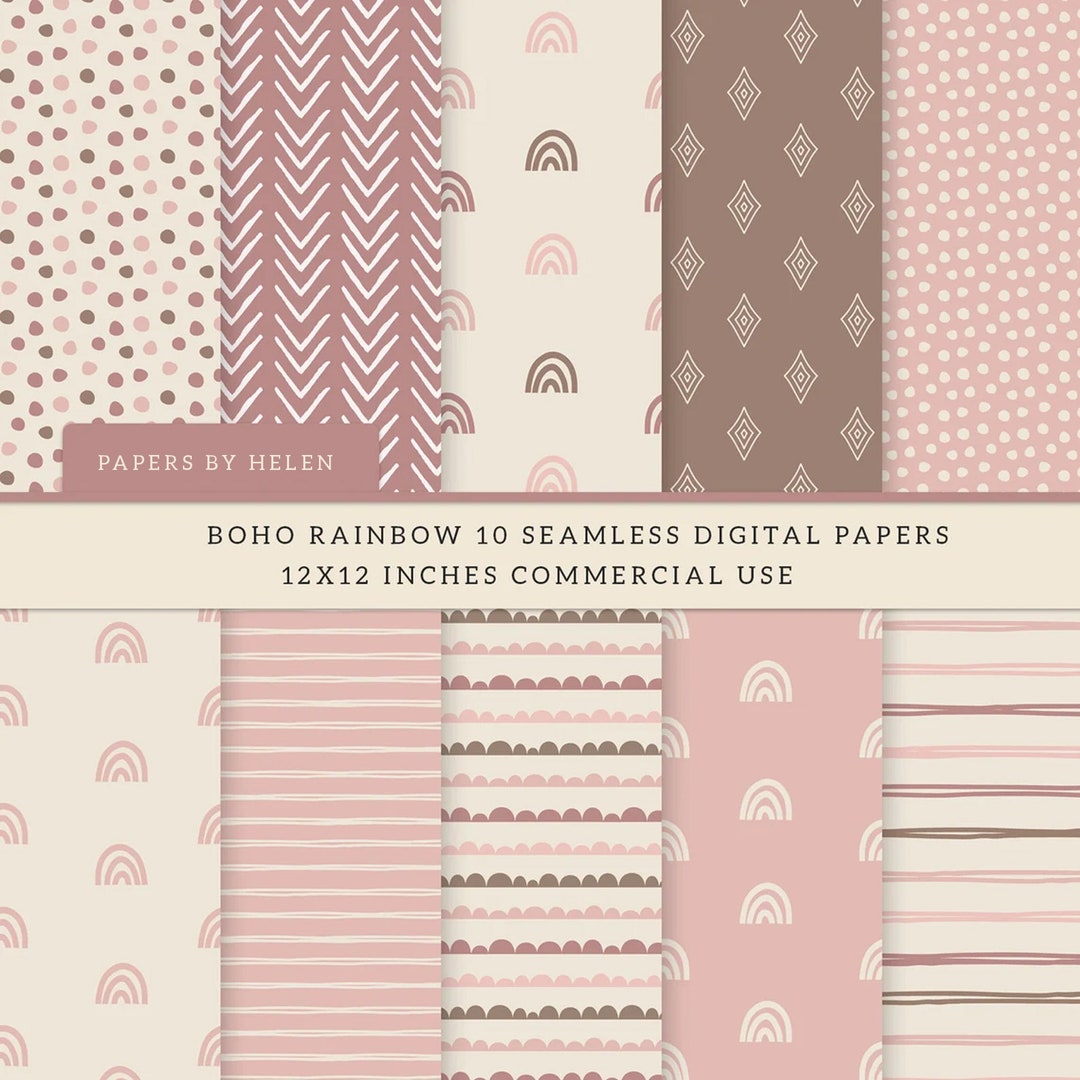 10 Boho Seamless Digital Papers, Boho Scrapbook Paper, Boho Backgrounds ...