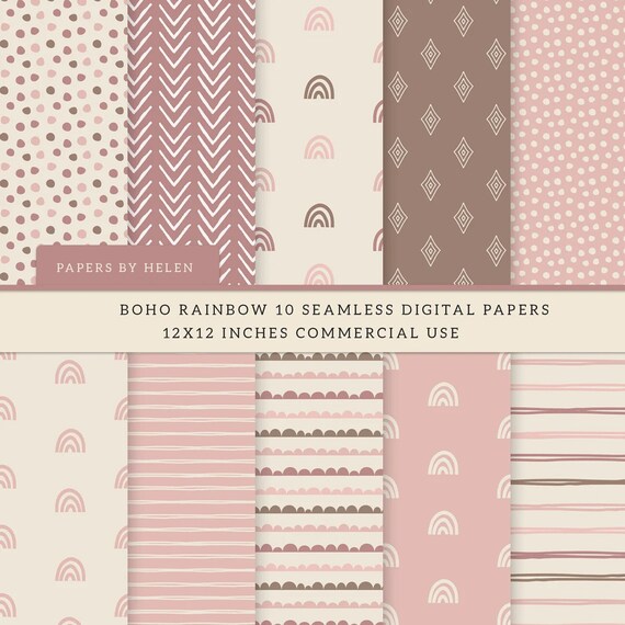 10 Boho Seamless Digital Papers Boho Scrapbook Paper Boho | Etsy