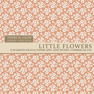 10 Boho Digital Papers, Little Flowers, Commercial Use, Floral Pattern ...