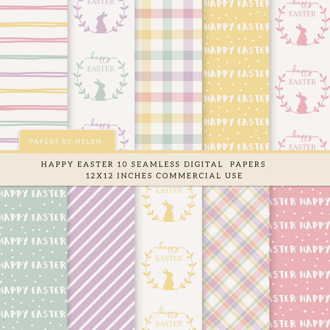 10 Easter Seamless Digital Papers, Easter Backgrounds, Commercial Use ...