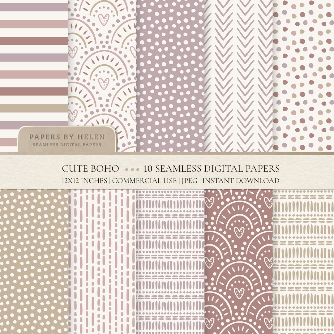 10 Rainbow Boho Seamless Digital Papers, Boho Backgrounds, Commercial ...