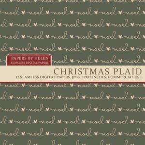 12 Christmas Plaid, Seamless Christmas Digital Papers, Christmas ...