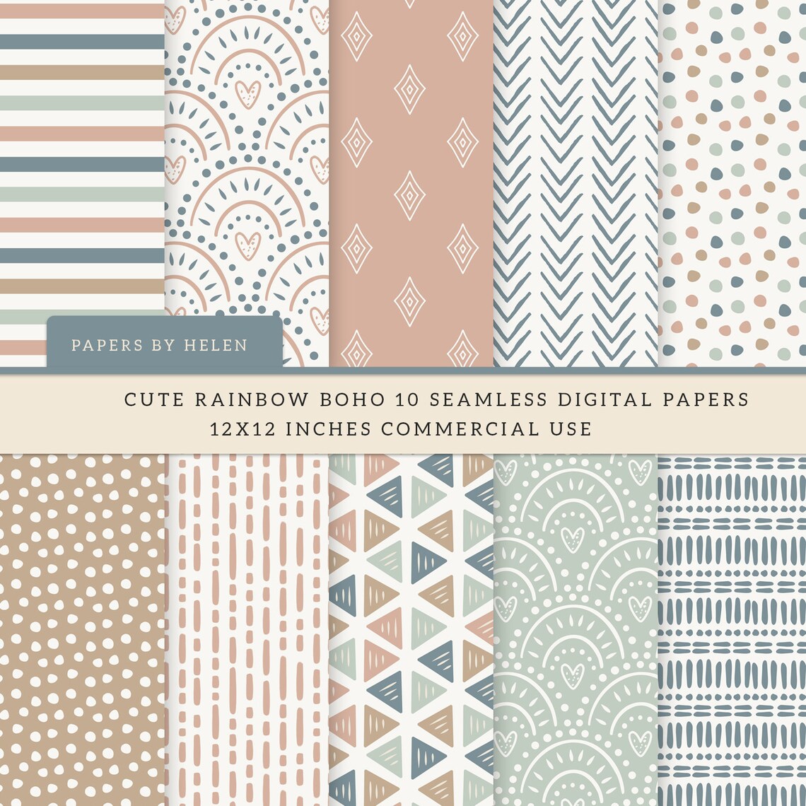10 Boho Seamless Digital Papers Boho Scrapbook Paper Boho - Etsy