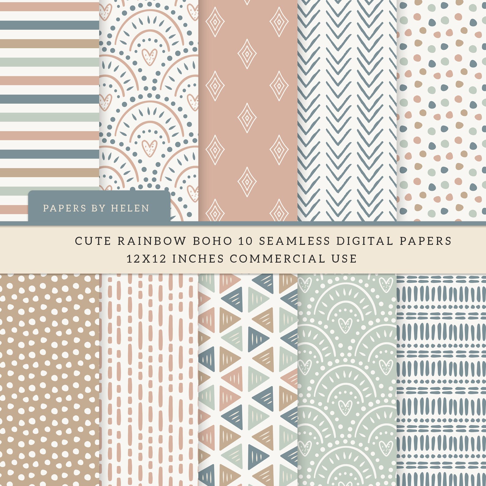 10 Boho Seamless Digital Papers Boho Scrapbook Paper Boho - Etsy