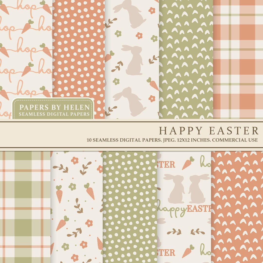 10 Easter Seamless Digital Papers, Easter Backgrounds, Commercial Use ...