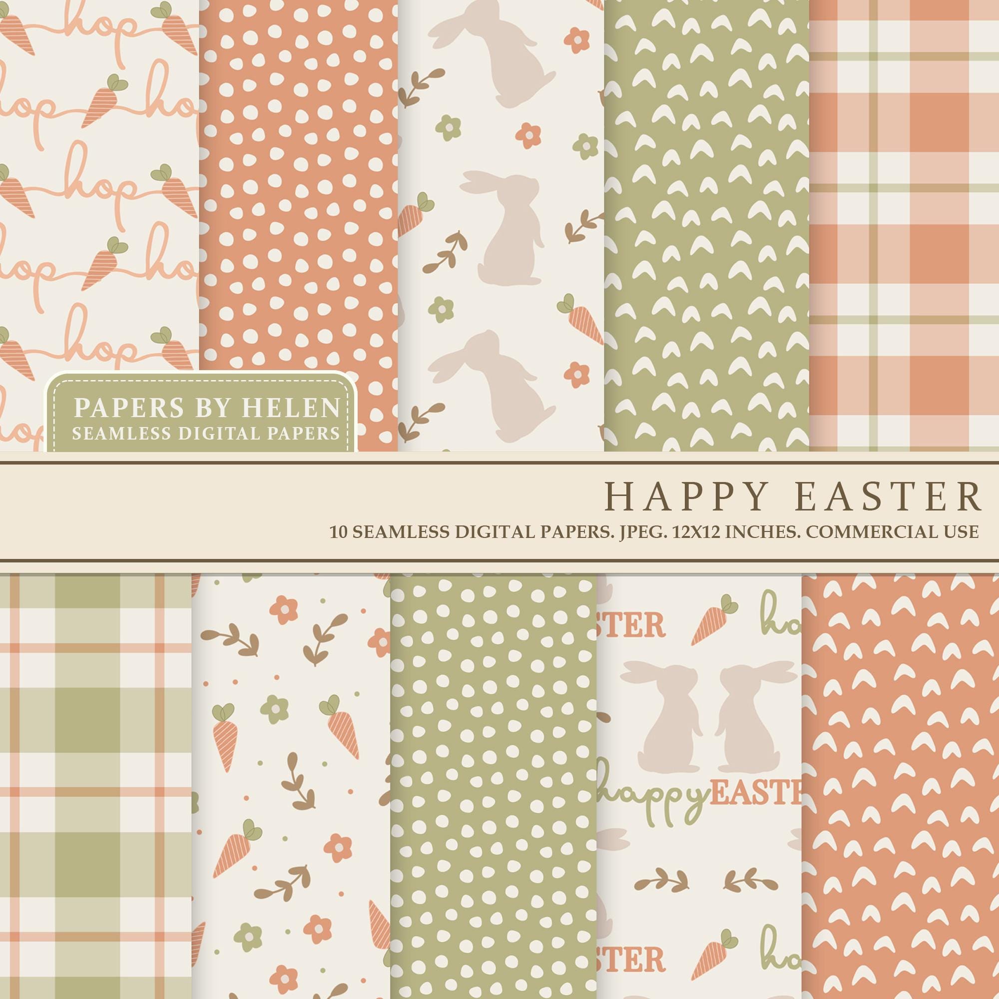 10 Easter Seamless Digital Papers, Easter Backgrounds, Commercial Use ...