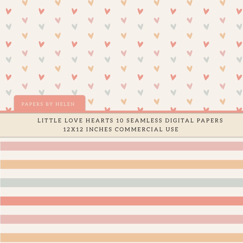 10 Valentine Hearts Seamless Digital Papers Scrapbook Paper - Etsy