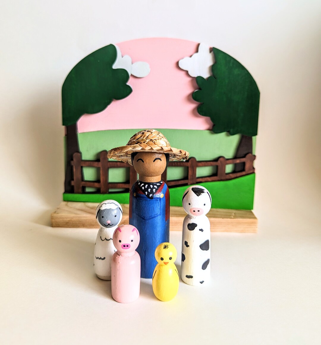 Farm Animal Peg Dolls/ Farmer Peg Doll Set/ Old Mcdonald Farm Set Toys ...
