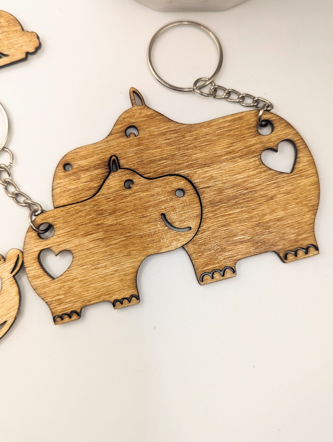 Animal Keychain Set, Laser Cut Wooden Keyring, Valentine's Gift - Etsy