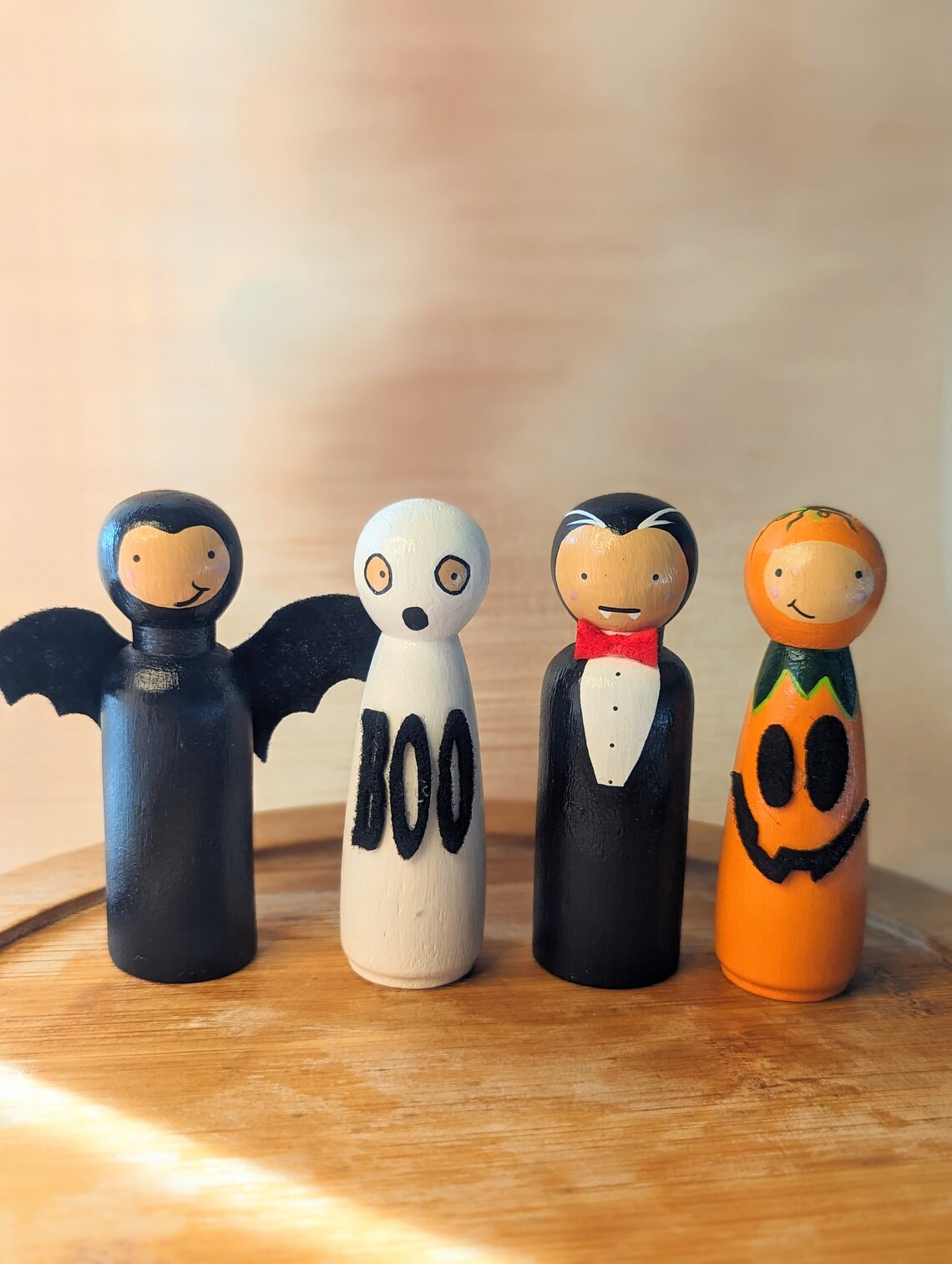 Spooky Halloween Peg Dolls/ Large Ghost Peg Doll/ Bat Peg Doll/ Jack O ...