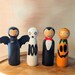 Spooky Halloween Peg Dolls/ Large Ghost Peg Doll/ Bat Peg Doll/ Jack O ...