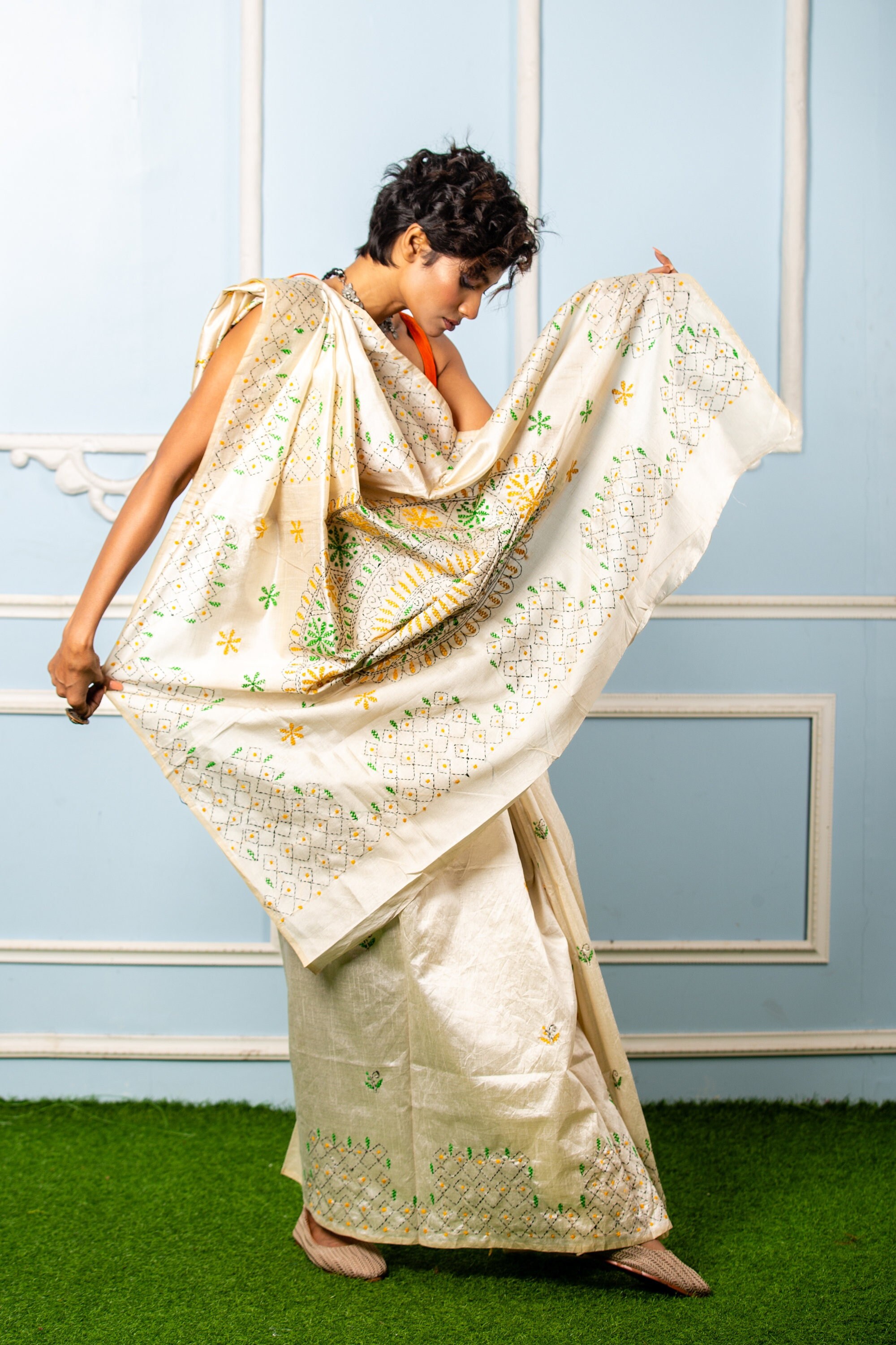 Exquisite Handcrafted Kantha Saree ,traditional Indian Embroidery ...