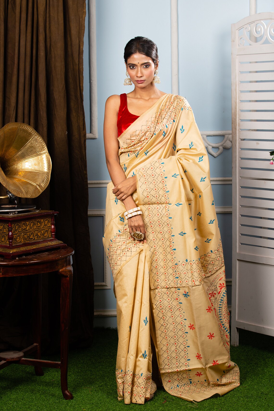 Exquisite Handcrafted Kantha Saree ,traditional Indian Embroidery ...