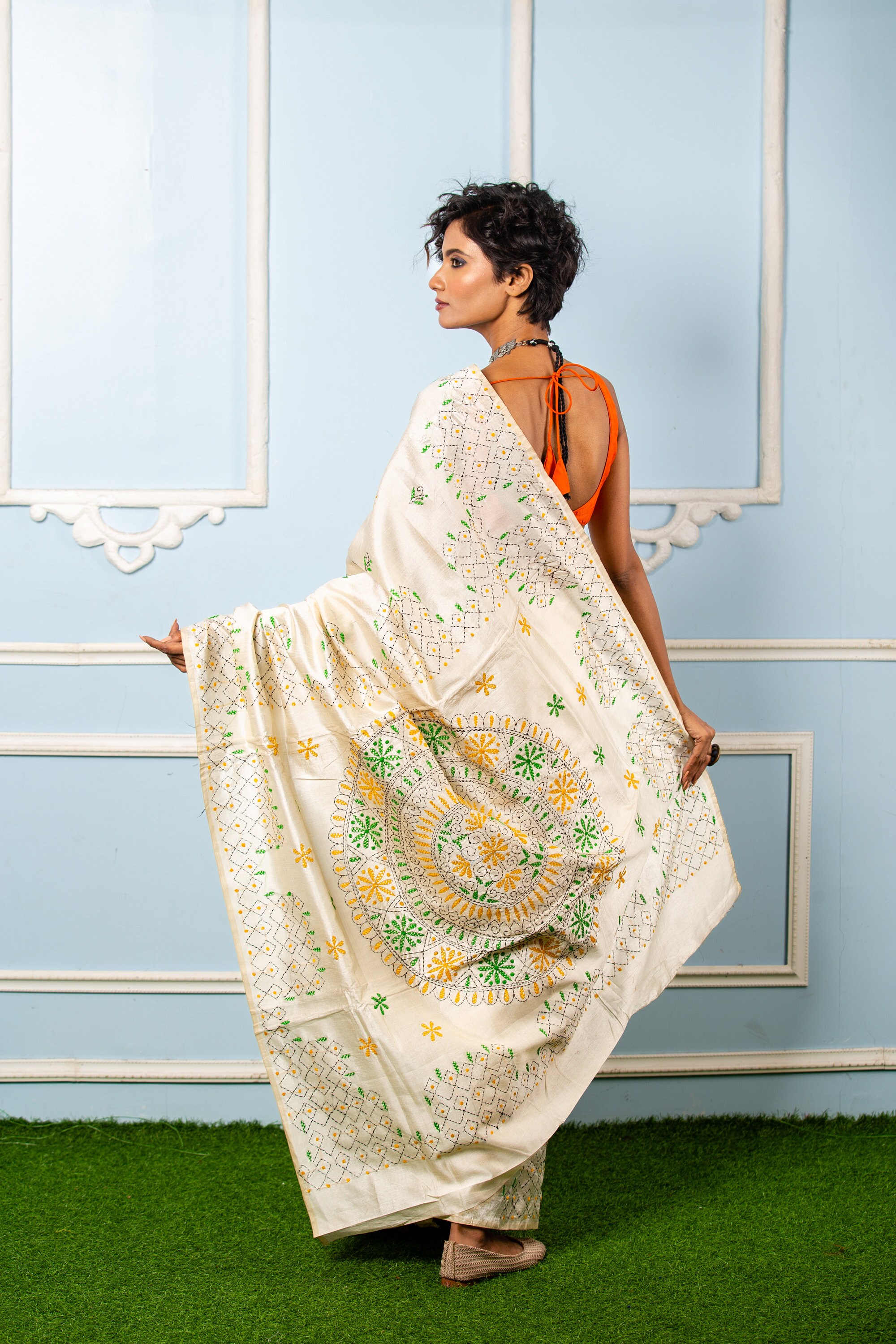 Exquisite Handcrafted Kantha Saree ,traditional Indian Embroidery ...