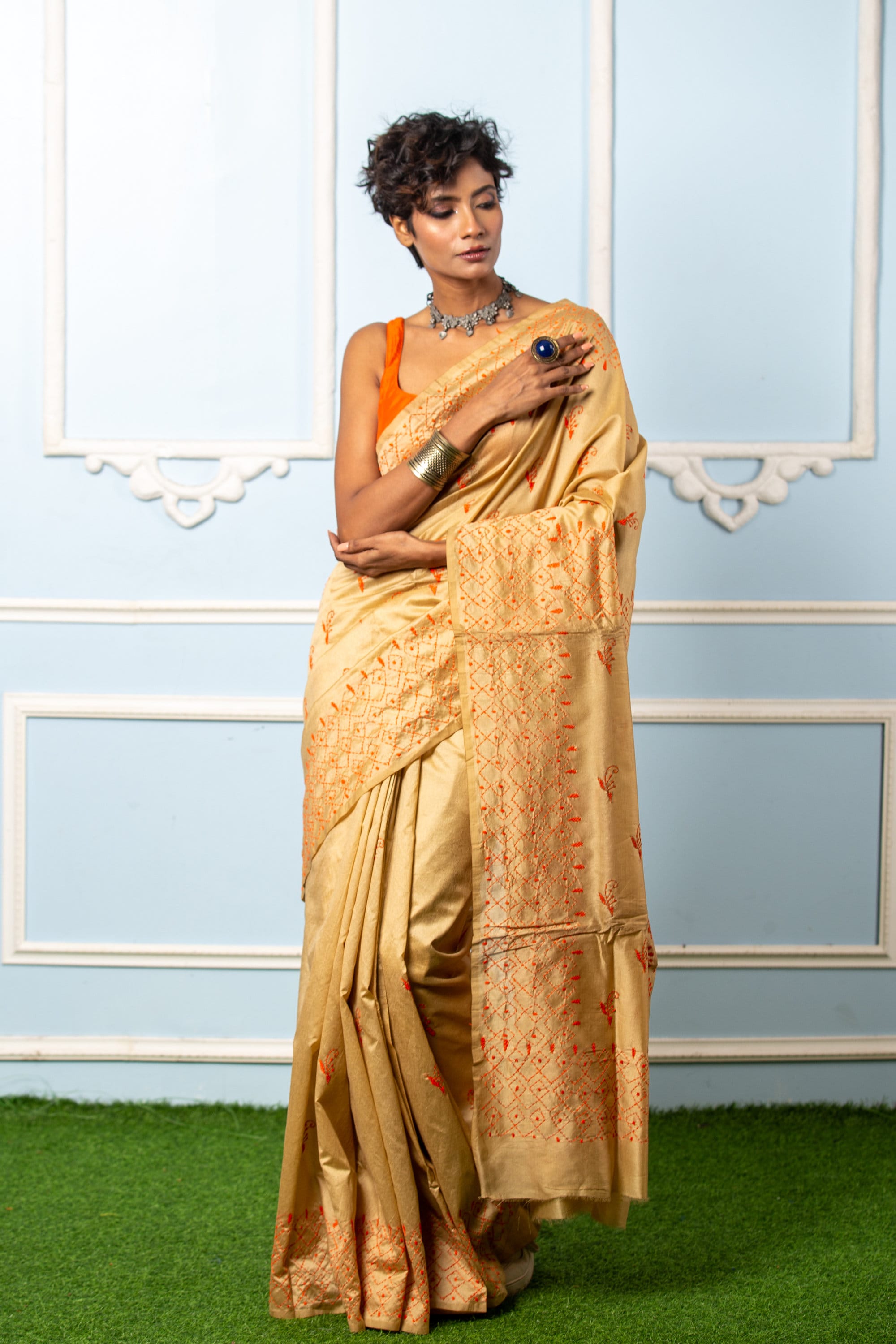 Exquisite Handcrafted Kantha Saree ,traditional Indian Embroidery ...