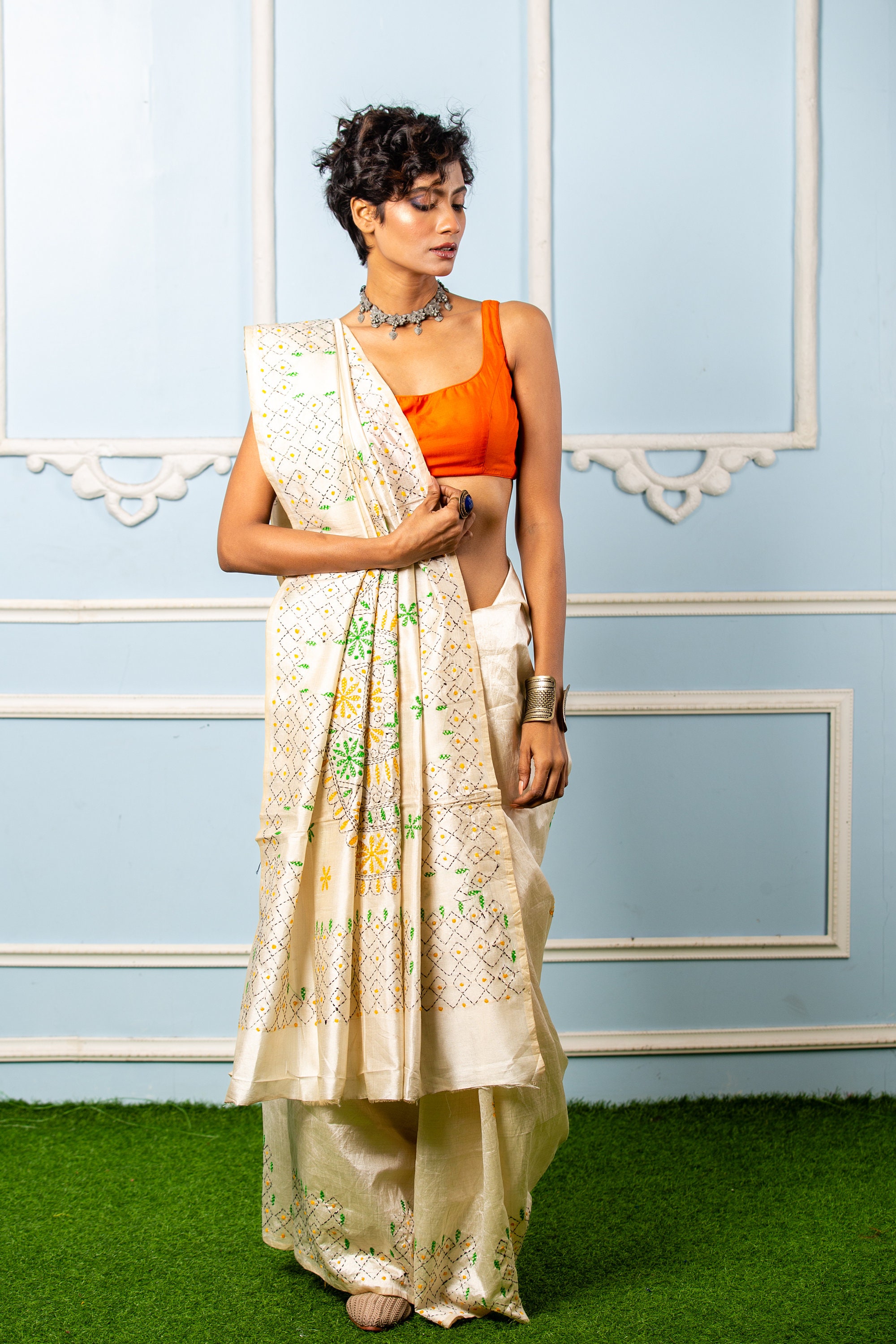 Exquisite Handcrafted Kantha Saree ,traditional Indian Embroidery ...