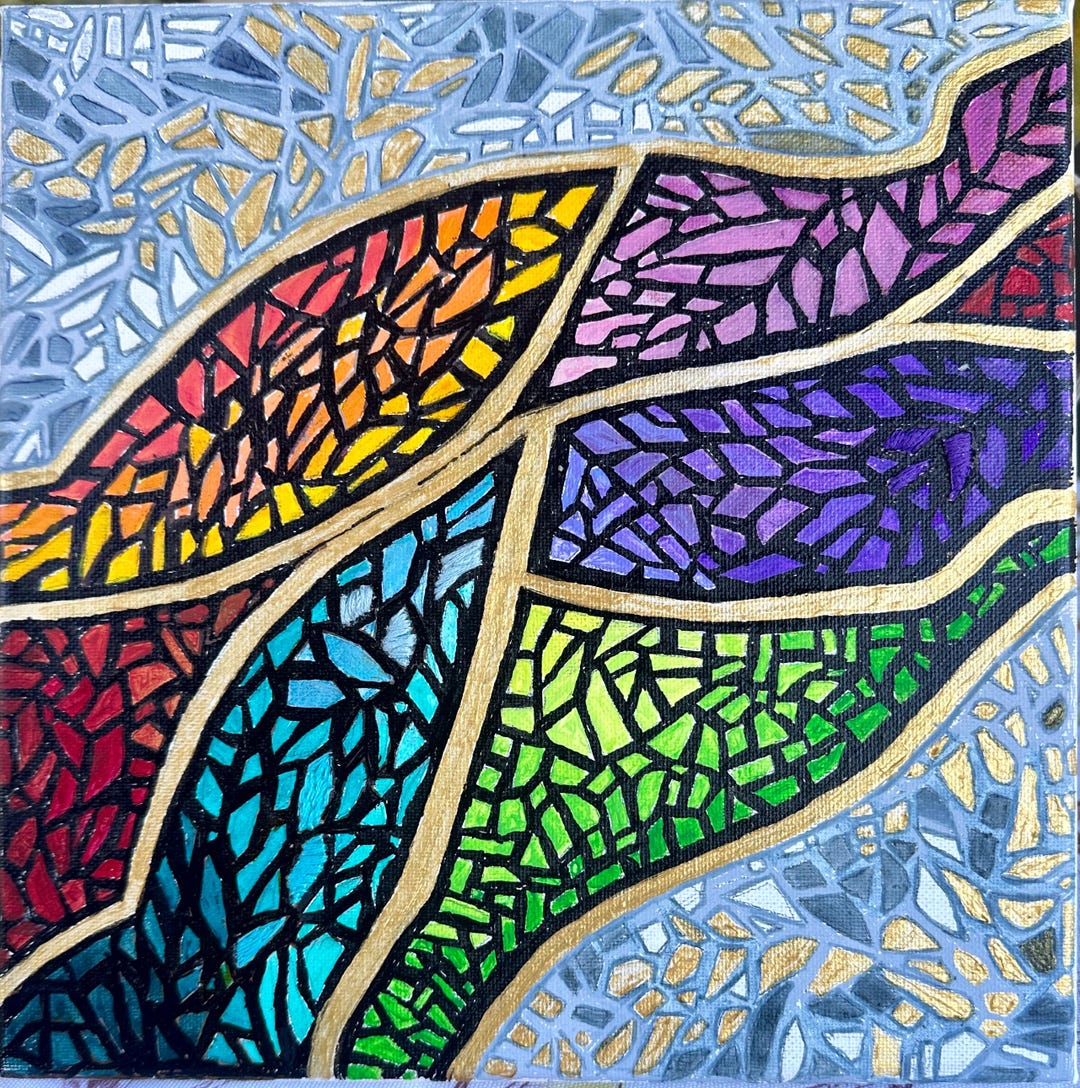Acrylic Painting “fantasy Vitrail ” 10x 10 Inches . on Canvas - Etsy