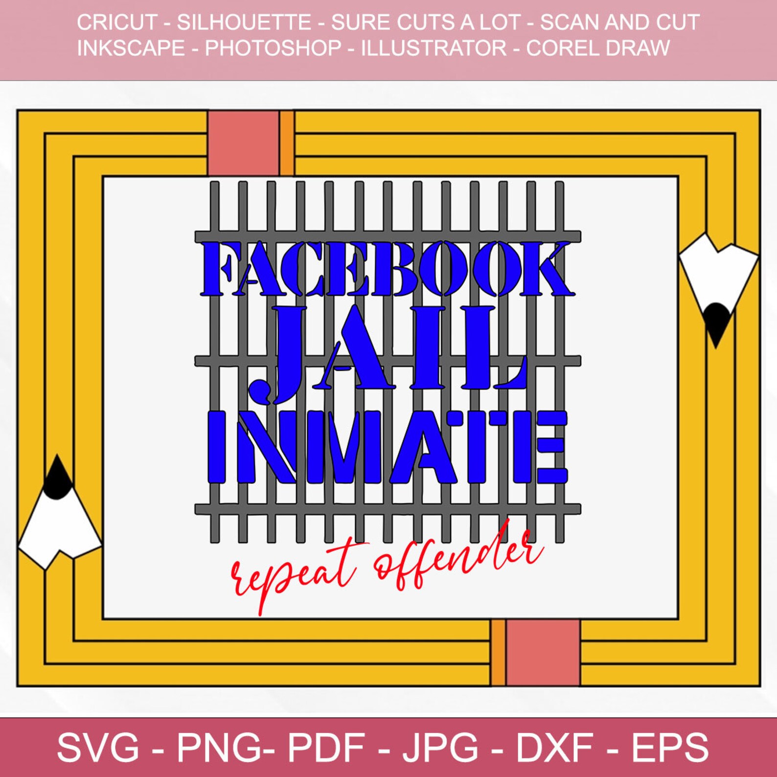 Facebook Jail Inmate Repeat Offender Svg Social Media Humor - Etsy