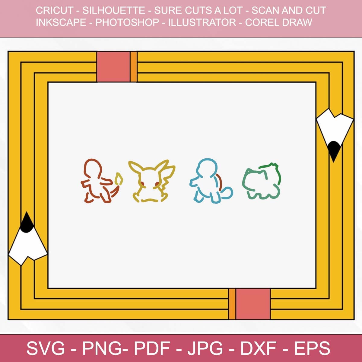 Pokemon Outline SVG Vector Cut File for Cricut Silhouette - Etsy Finland