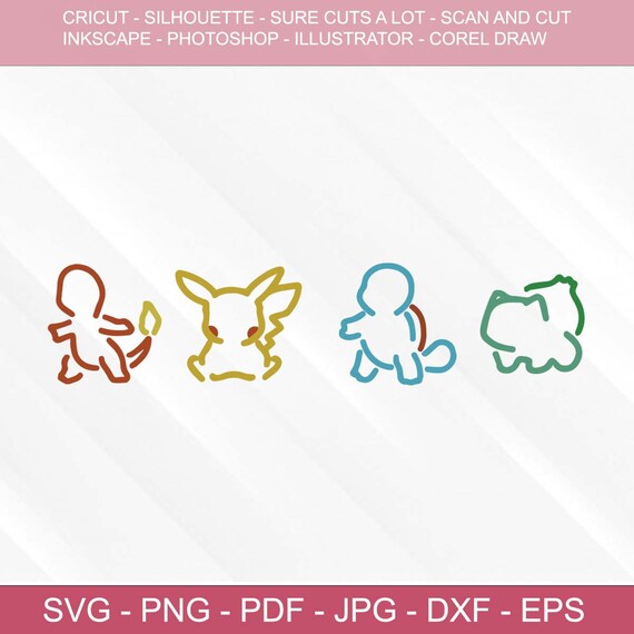 Pokemon Outline SVG Vector Cut File for Cricut Silhouette - Etsy Finland