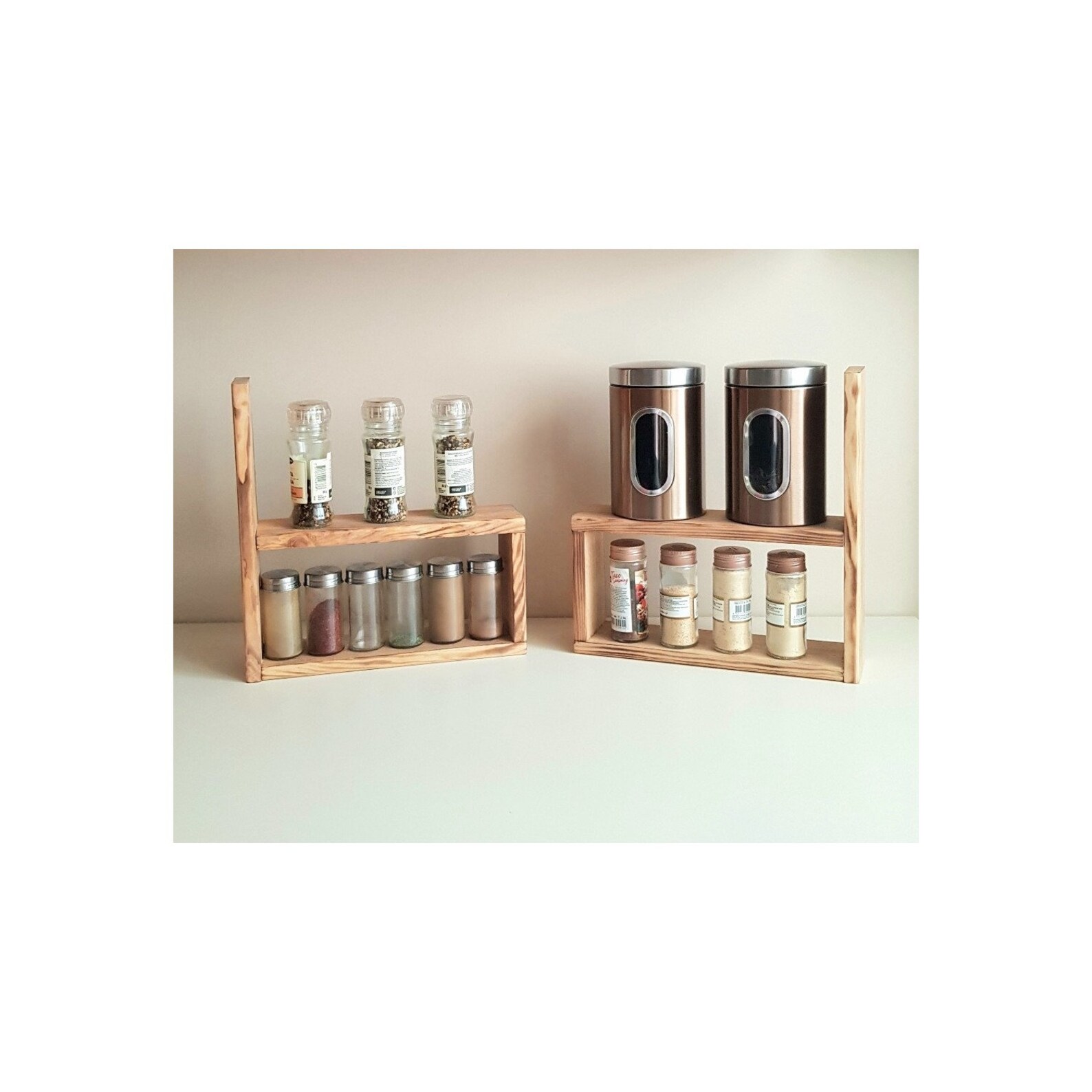 Bacer Rack, Wooden Kitchen Corner Shelf , Counter Top Organizer ...