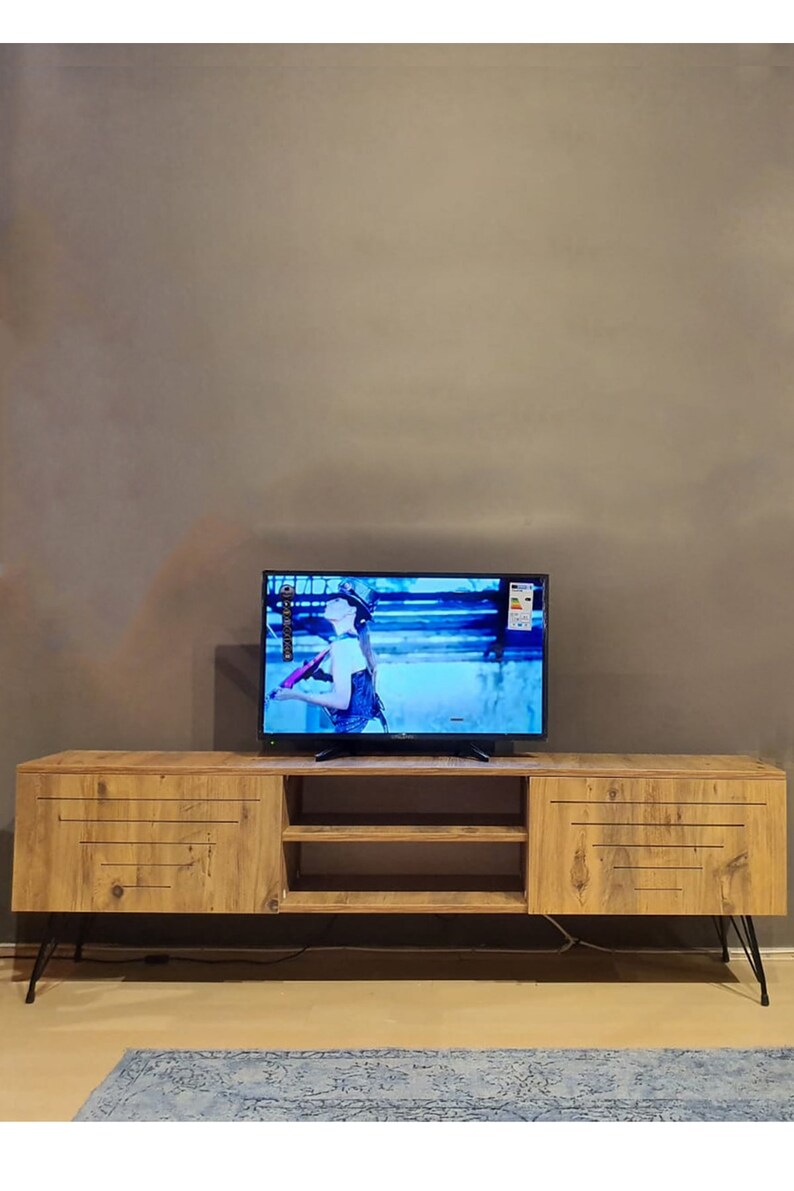 Wood Tv Stand Atlantic Pine / Tv Unit / Modern Industrial - Etsy