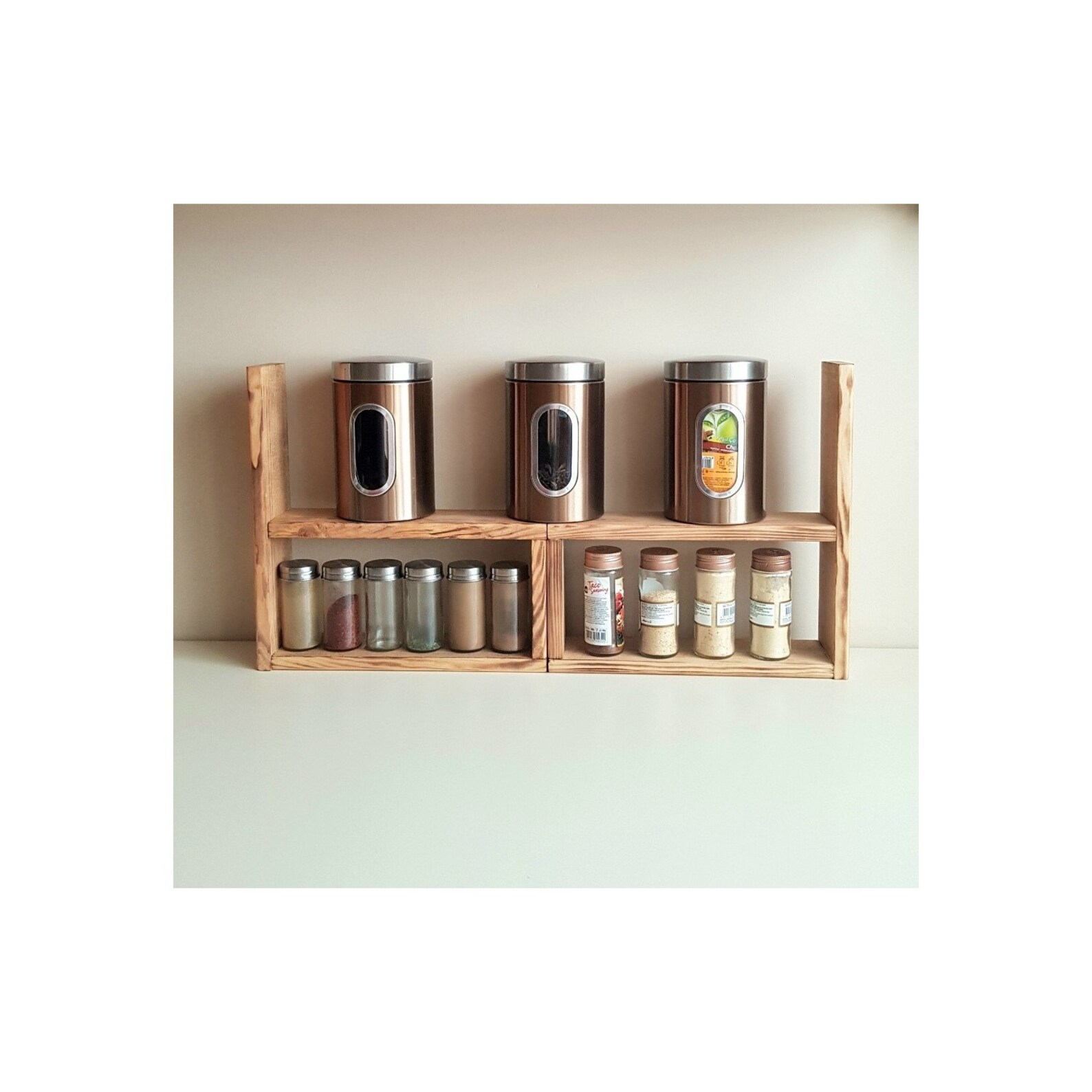 Bacer Rack, Wooden Kitchen Corner Shelf , Counter Top Organizer ...