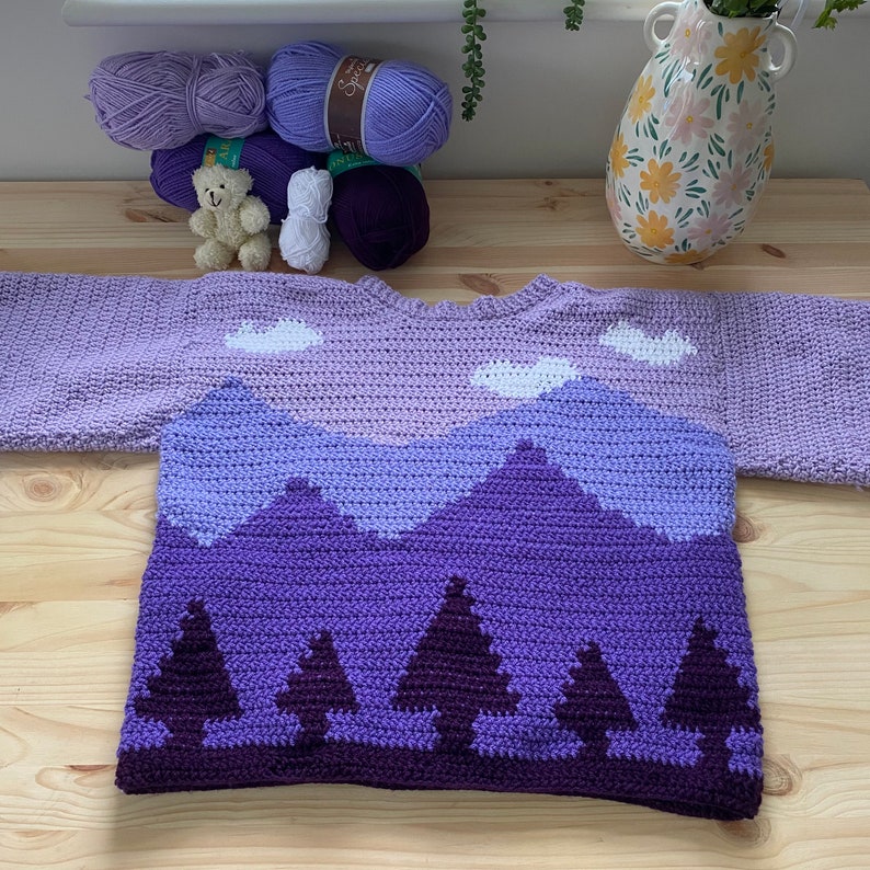 Crochet Sweater Pattern: Purple Moon Landscape Jumper Crochet - Etsy