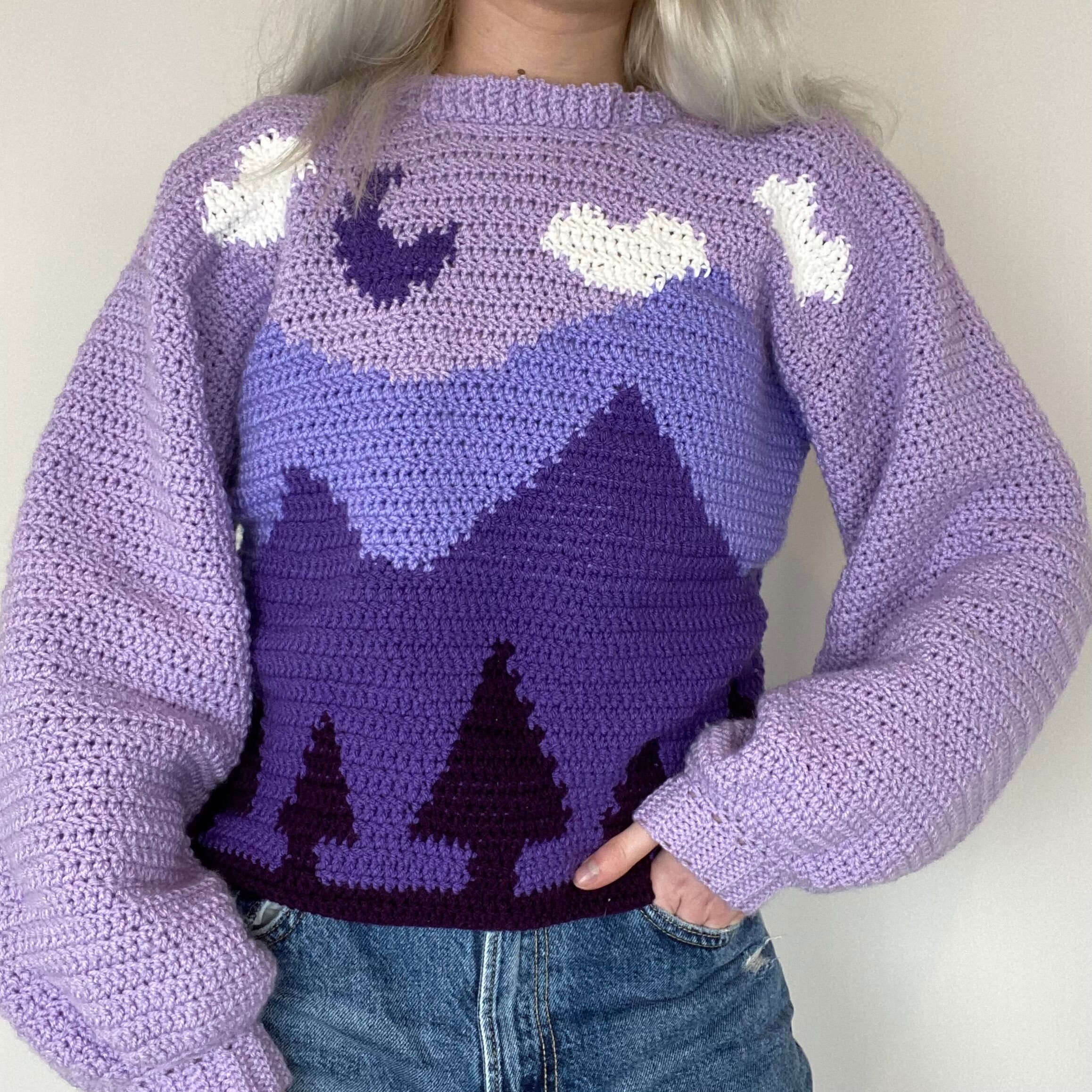 Crochet Sweater Pattern: Purple Moon Landscape Jumper Crochet - Etsy