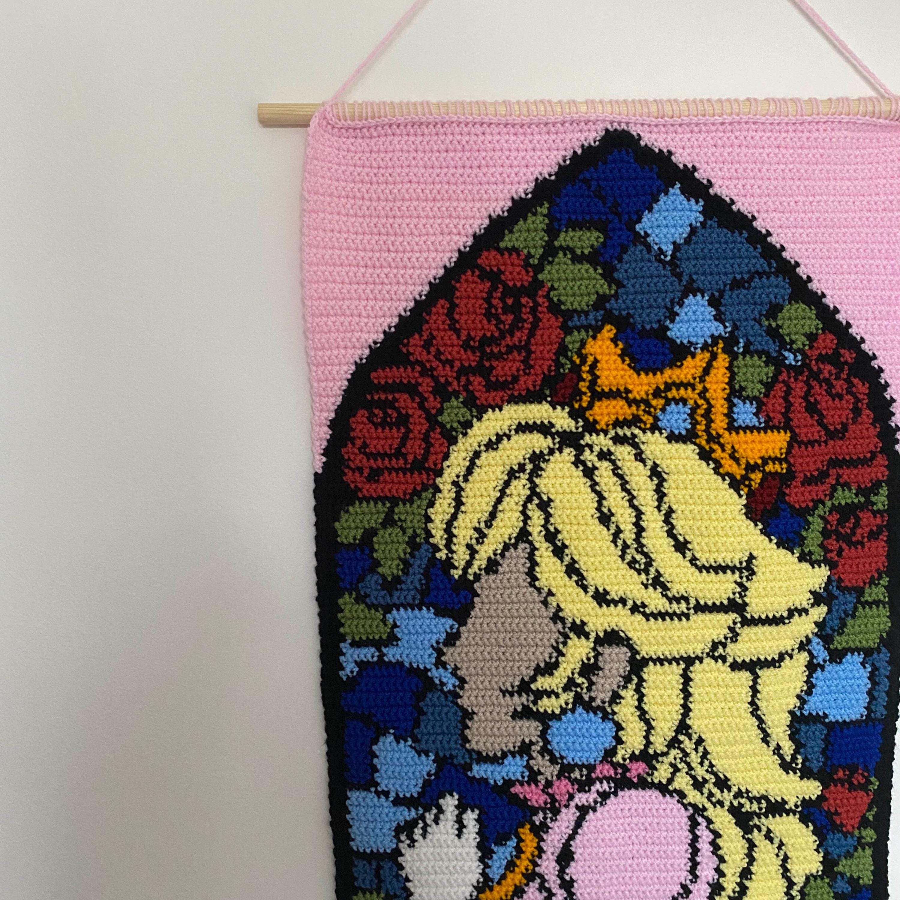 Princess Stained Glass Window Tapestry Crochet Pattern Wall Hanging ...