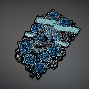 SKULL FLOWERS Harley Gift Large Skulls Back Patch - Etsy