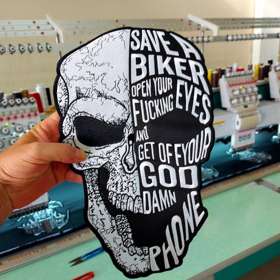 SAVE A BIKER Large Back Patch for Custom Biker Vest - Etsy