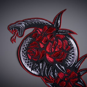RED FLOWER SNAKE Large Back Patch for Custom Biker Vest - Etsy