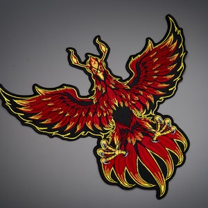Phoenix Embroidered Back Patch Iron-on Applique, Cosplay Vest Clothing ...