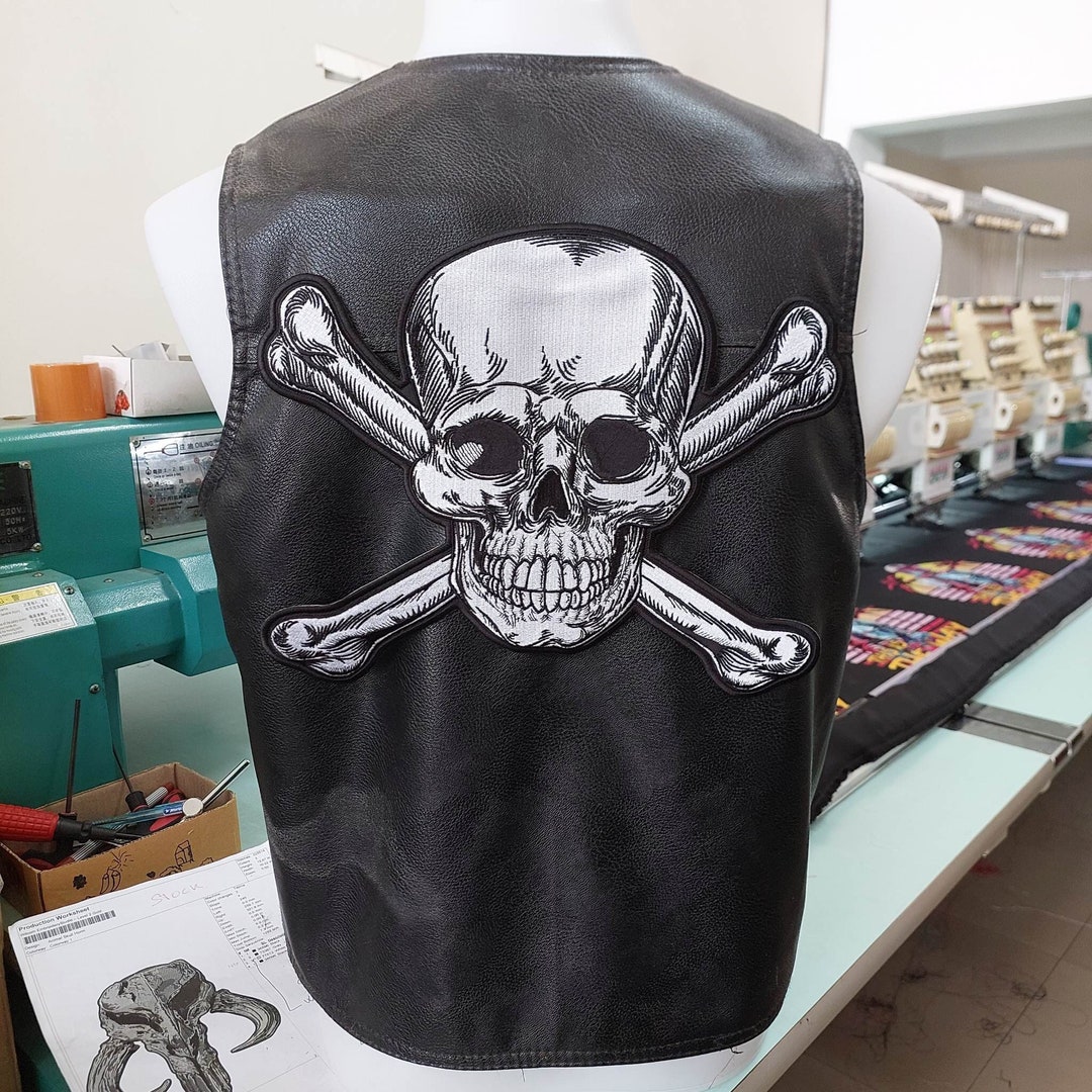 SKULL & CROSSBONES Large Biker Back Patch - Etsy
