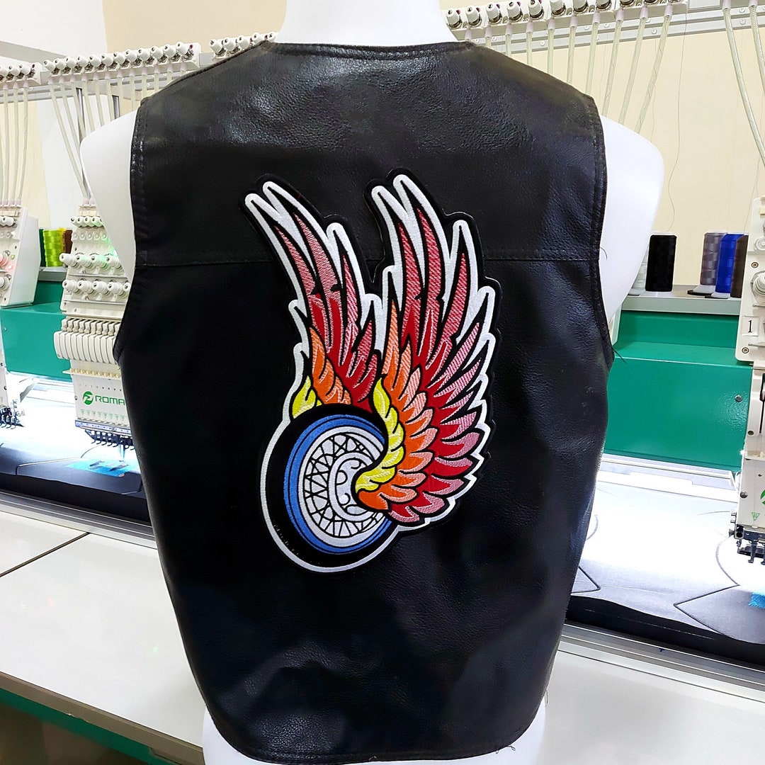 Flying Wheel Large Back Patch for Custom Biker Vest - Etsy