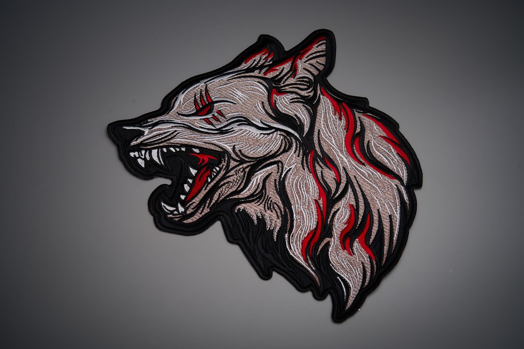 The Red Wolf Large Back Patch for Custom Biker Vest - Etsy