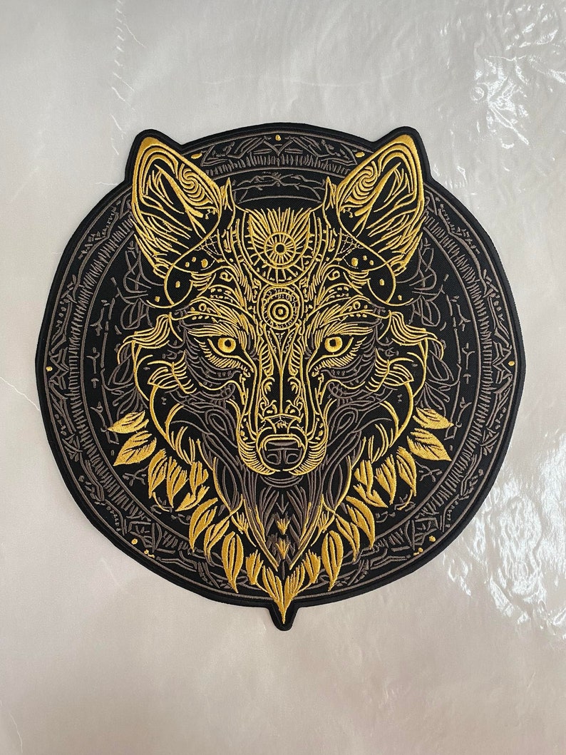 GOLDEN WOLF Large Back Patch for Custom Biker Vest - Etsy
