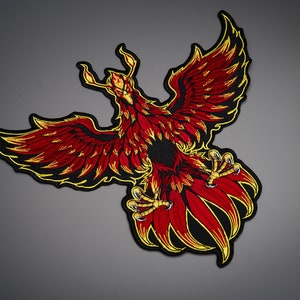 Phoenix Embroidered Back Patch Iron-on Applique, Cosplay Vest Clothing ...